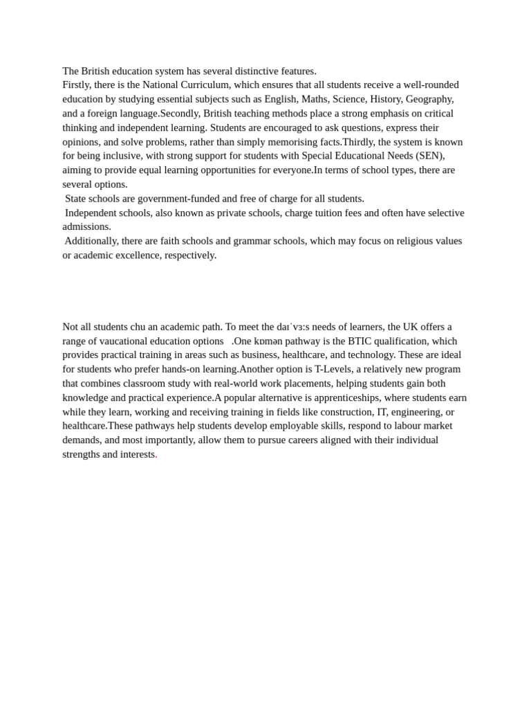 Overview of the British Education System | PDF