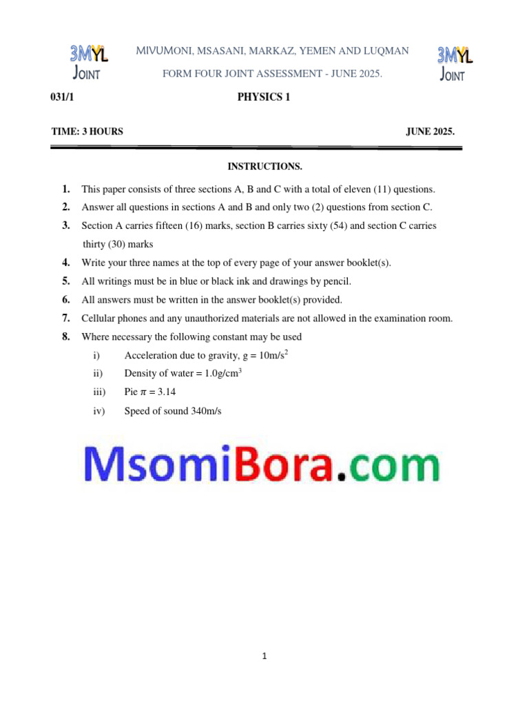 Physics 1 - Exam N Answers | PDF | Buoyancy | Harmonic