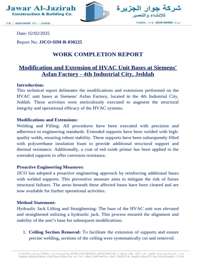 HVAC Base Modification - Task Report | PDF | Welding | Construction
