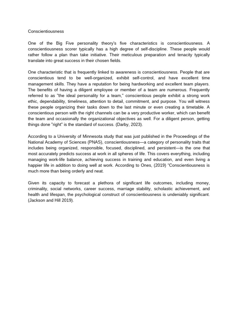 Conscientiousness Guidance Designates | PDF | School Counselor ...