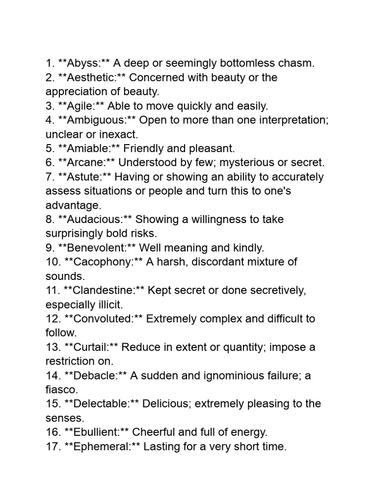 Vocabulary List of Unique Words | PDF | Argument | Persuasion