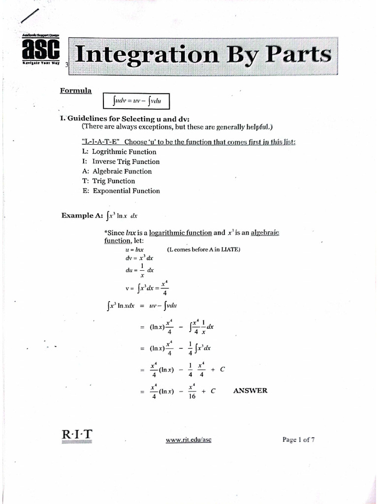 Integration by Parts | PDF