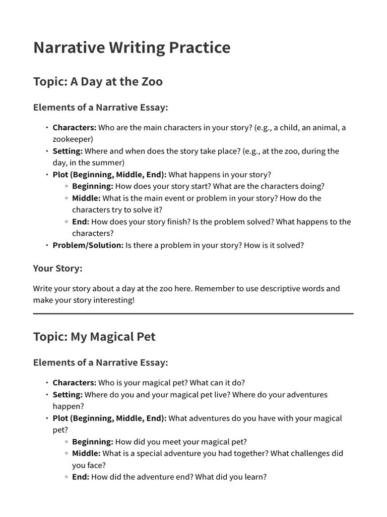 Narrative Writing Practice | PDF
