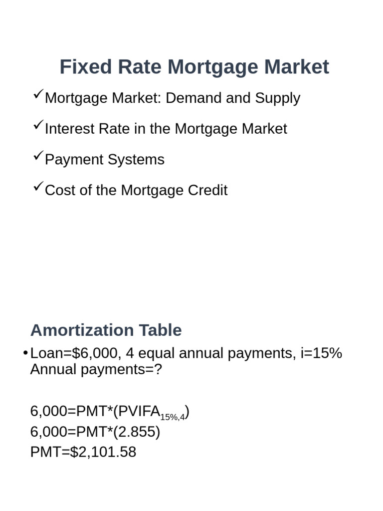 Fixed Rate Mortgage Market Overview | PDF | Mortgages | Interest