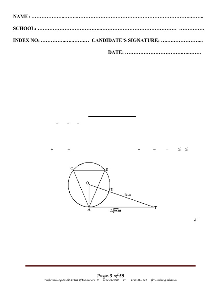 Maths Pp2 BP 10 QP Kcse Prediction-3-8 | PDF | Area | Elementary Mathematics