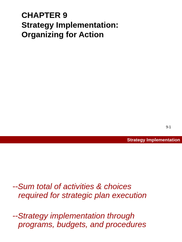 Strategy Implementation - Organizing and Structure | PDF | Strategic ...