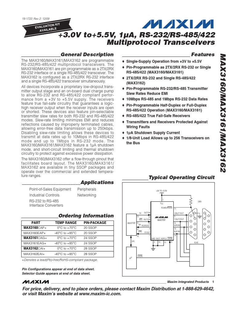 Max3160 Max3162 | PDF | Capacitor | Data Transmission