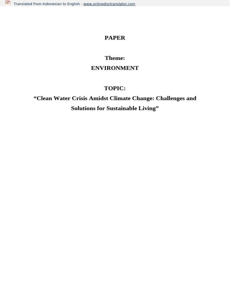 Clean Water Crisis: Challenges & Solutions | PDF | Water Scarcity ...