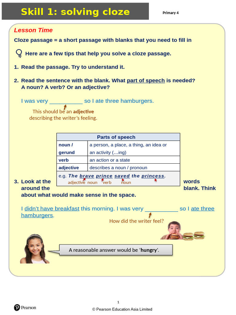 Reading Booster P4 Skill1 Cloze | PDF | Part Of Speech | Verb