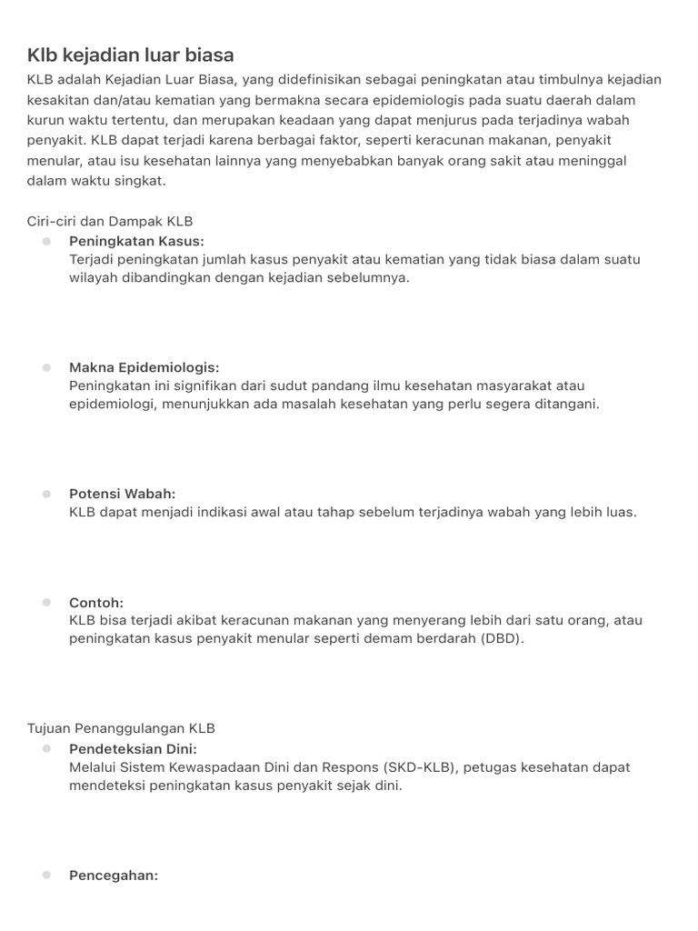 Klb kejadian luar biasa | PDF