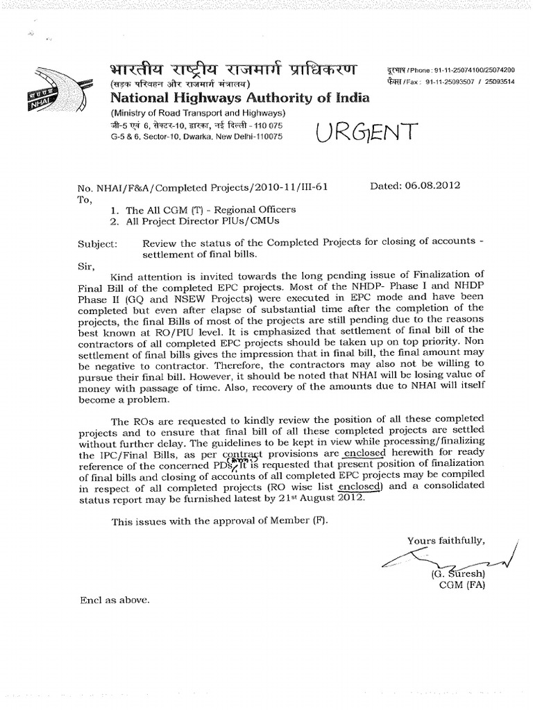 Final Bill Circular | PDF