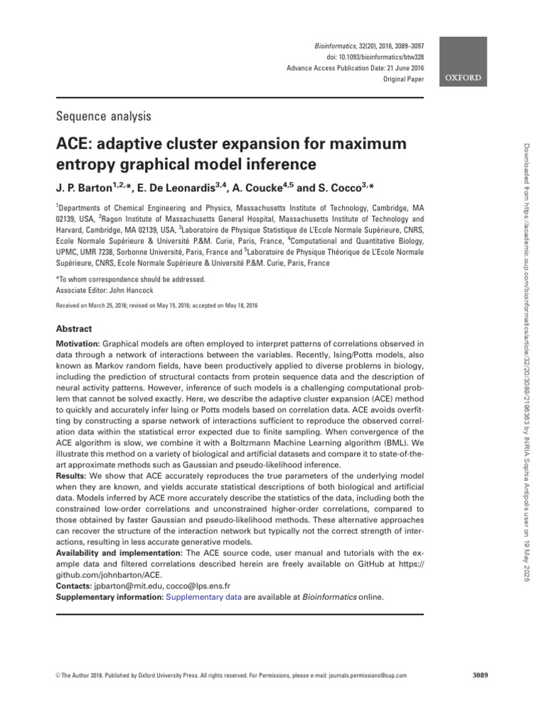 ACE Adaptive Cluster Expansion | PDF | Statistics | Cluster Analysis