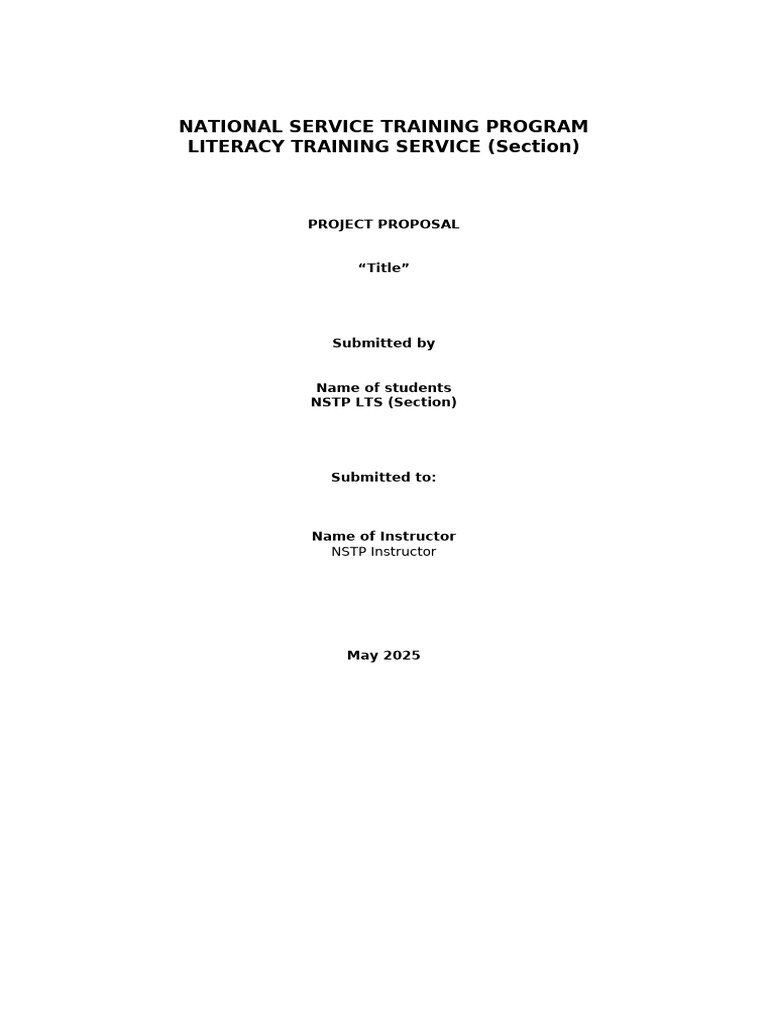 Project Proposal in NSTP Format 2 | PDF | Literacy | Communication