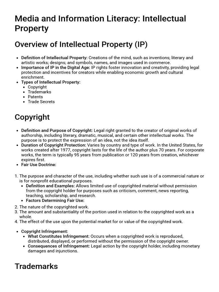 Media and Information Literacy: Intellectual Property | PDF ...