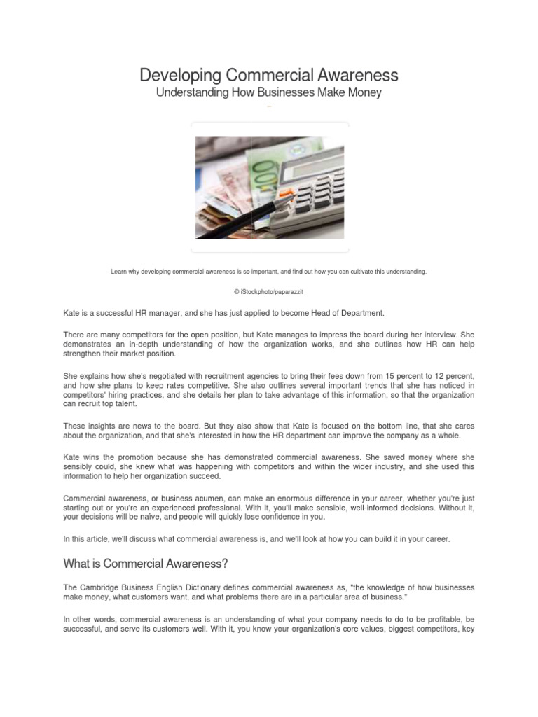 Developing Commercial Awareness | PDF | Cost–Benefit Analysis ...