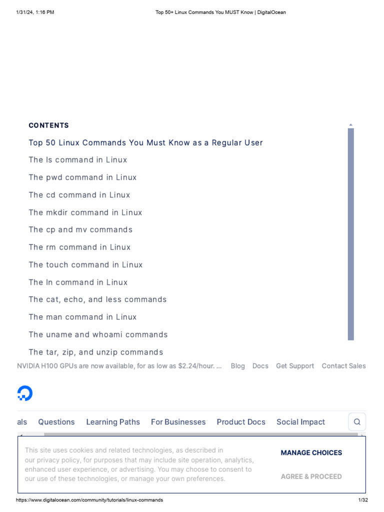 Top 50+ Linux Commands You MUST Know - DigitalOcean | PDF | Command ...