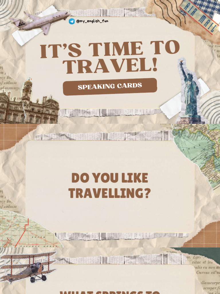 It's Time To Travel Speaking Cards - Olgabasyah | PDF