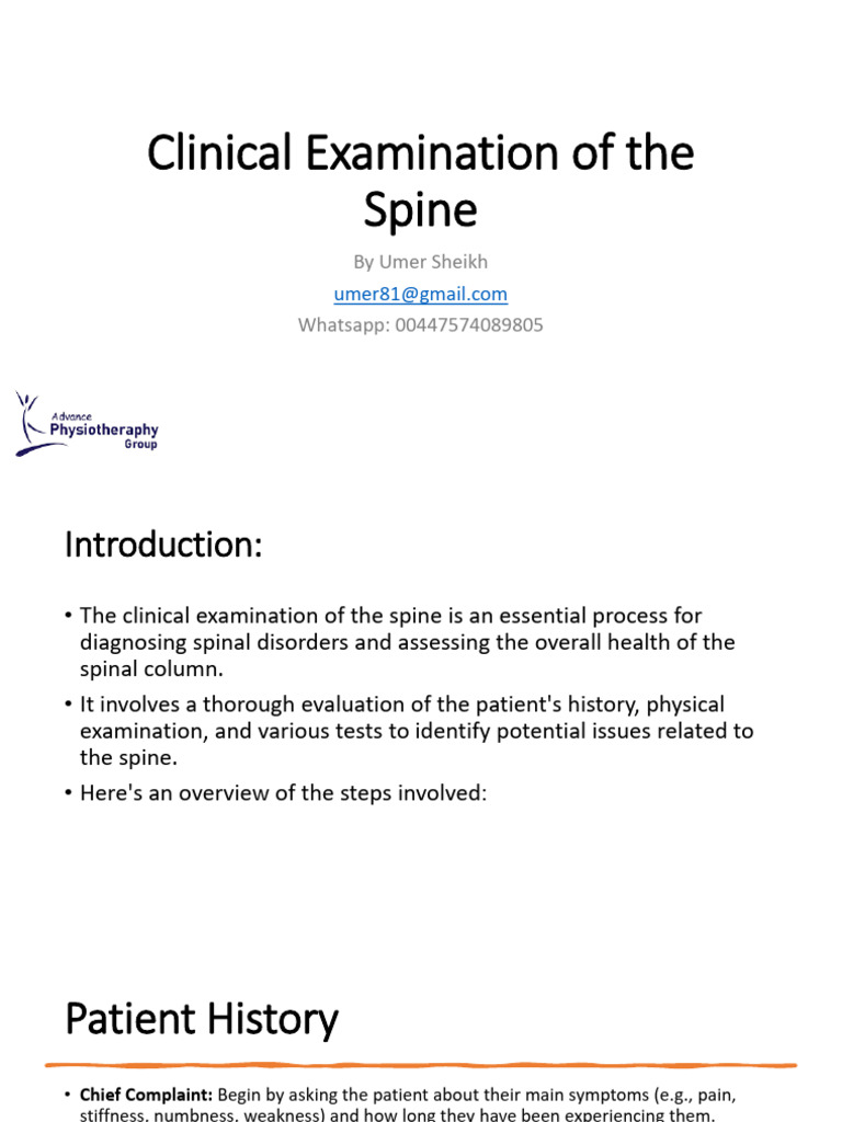 Clinical Spine Examination Overview | PDF | Anatomical Terms Of Motion ...
