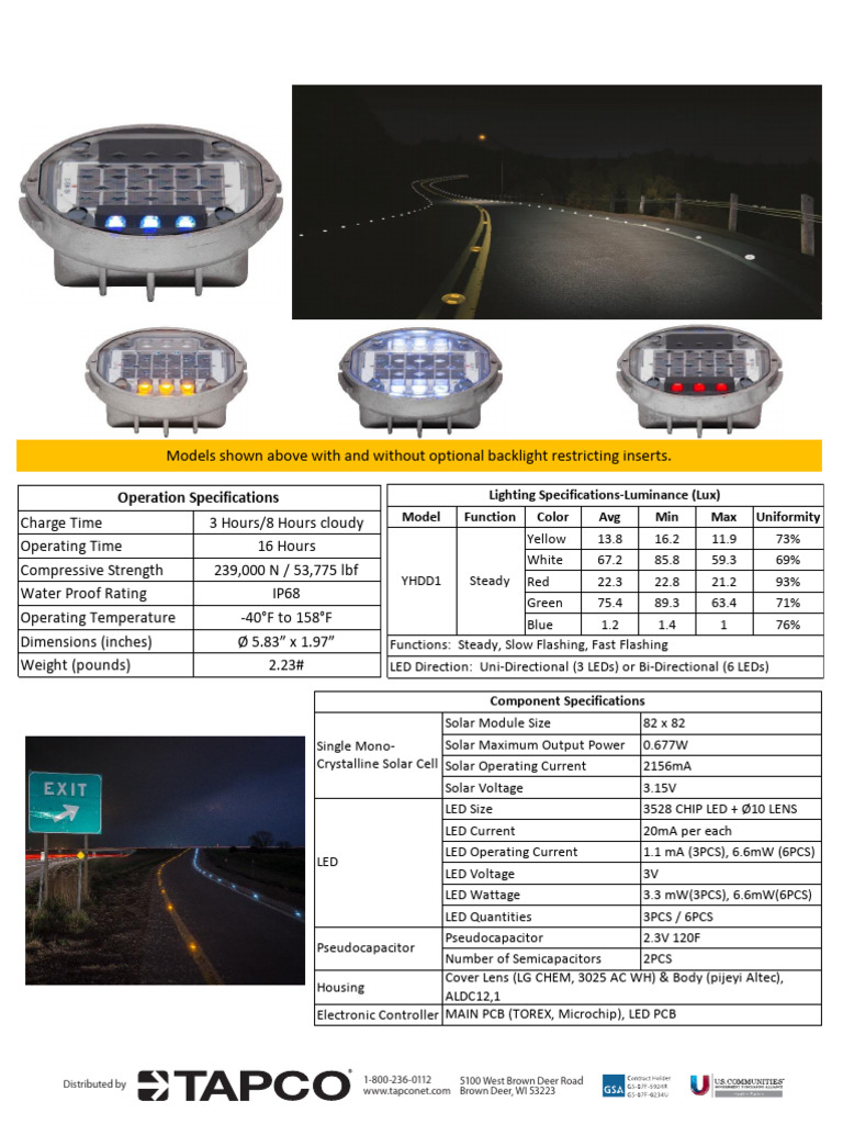 Recessed Marker Tapco | PDF | Light Emitting Diode | Electrical Components