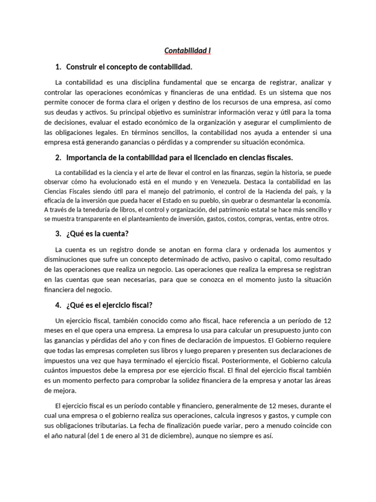Fundamentos de Contabilidad I y su Importancia | PDF | Contabilidad ...