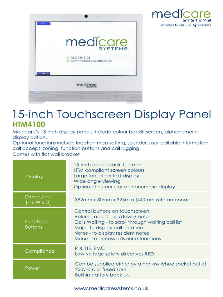 Medicare HTM4100 15 Inch Display Panel 2022 | PDF