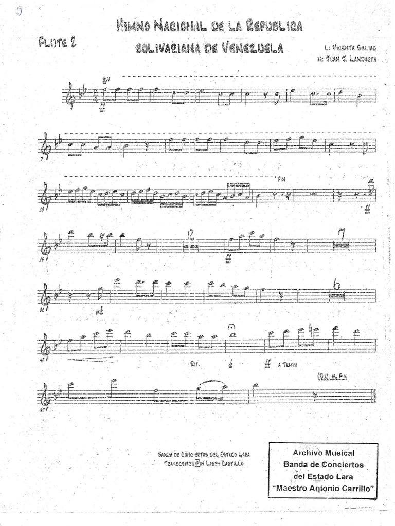 Himno de Venezuela - Flute 2 | PDF