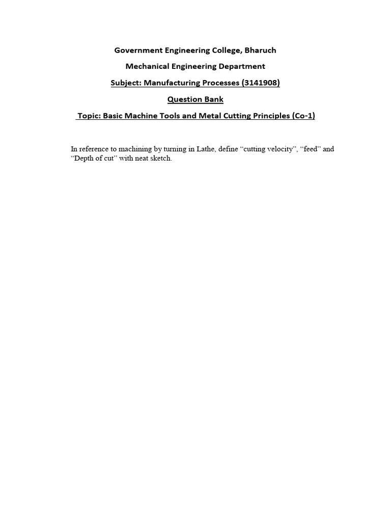 MP Lecture QB - Basic Machine Tool & Milling Machine | PDF | Machining ...