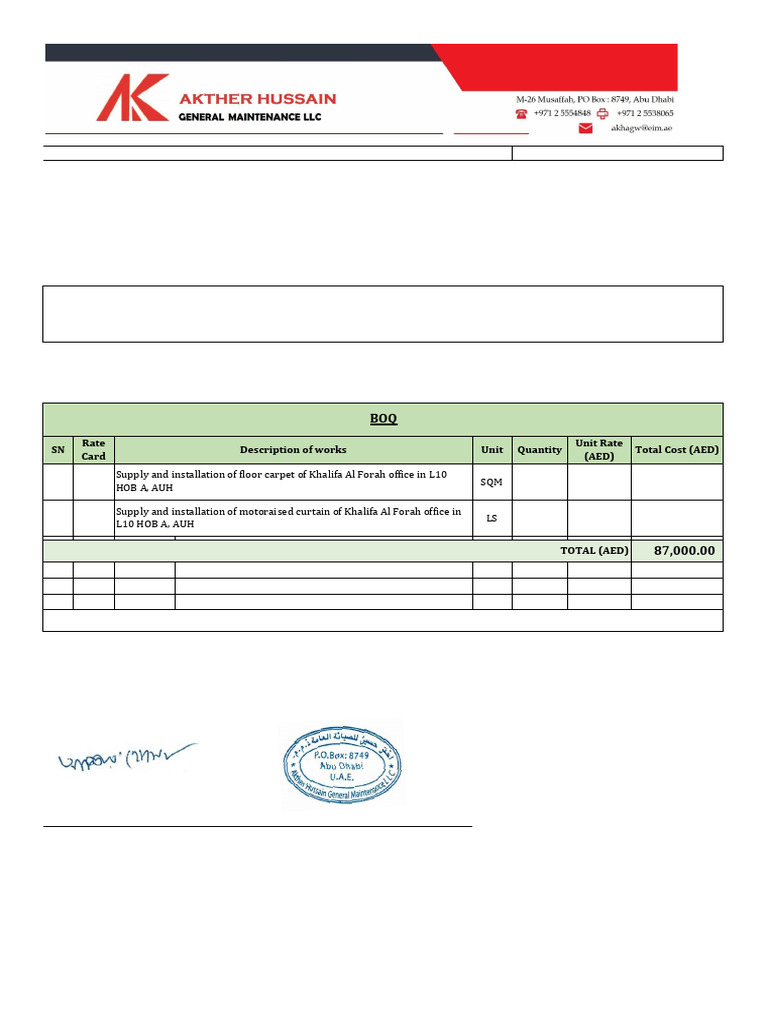 QUOTATION - Supply and Installation of Floor Carpet and Curtain of ...