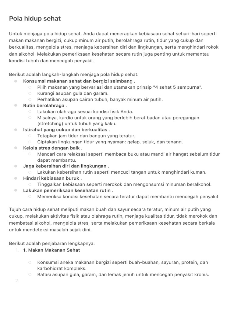 Pola Hidup Sehat | PDF