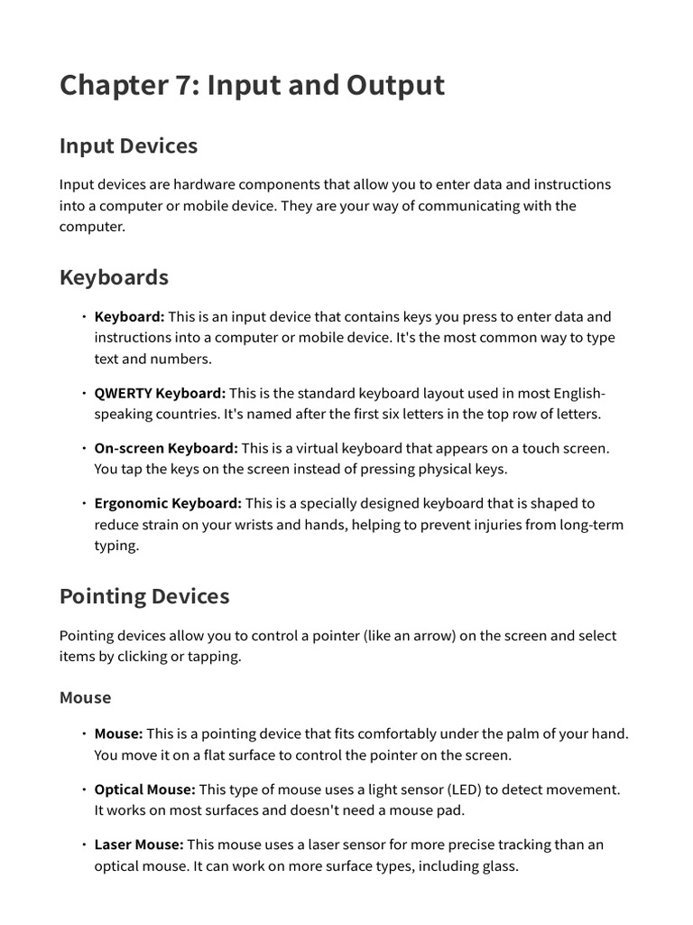 Chapter 7 Input and Output | PDF | Printer (Computing) | Computer Keyboard
