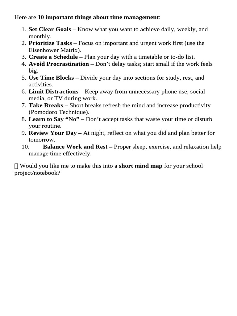 Here Are 10 Important Things About Time Management | PDF