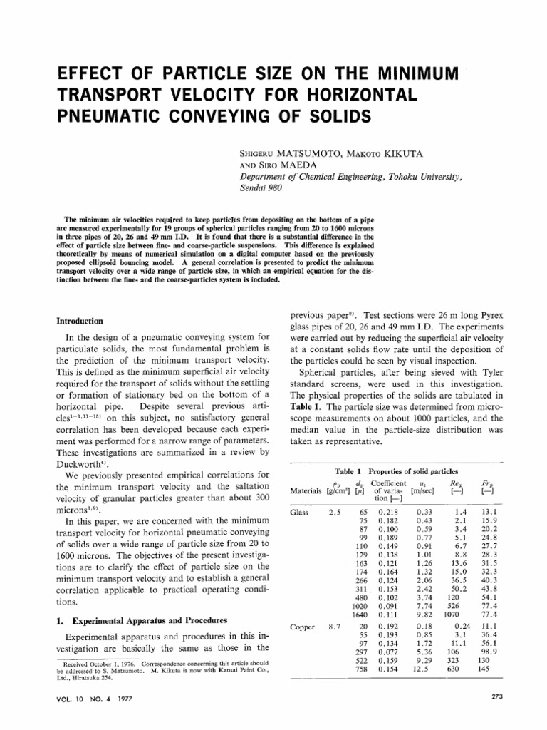 Minimum Transport Velocity of Solids | PDF | Force | Collision