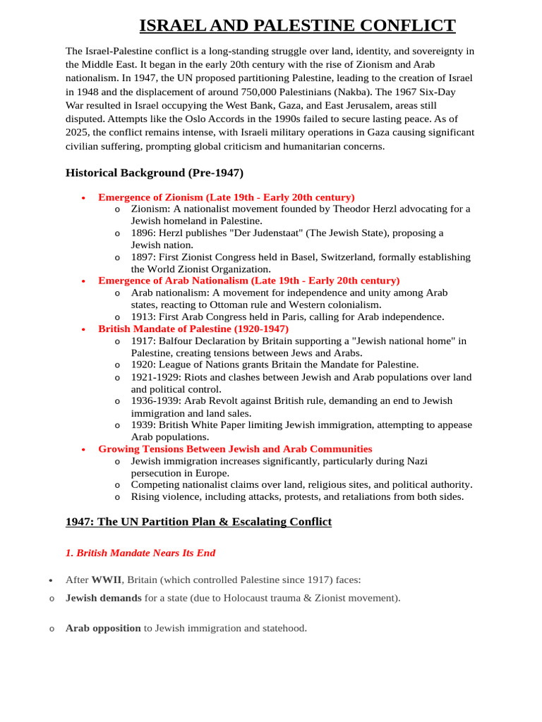Israel-Palestine Conflict Timeline | PDF | Israel | World Politics