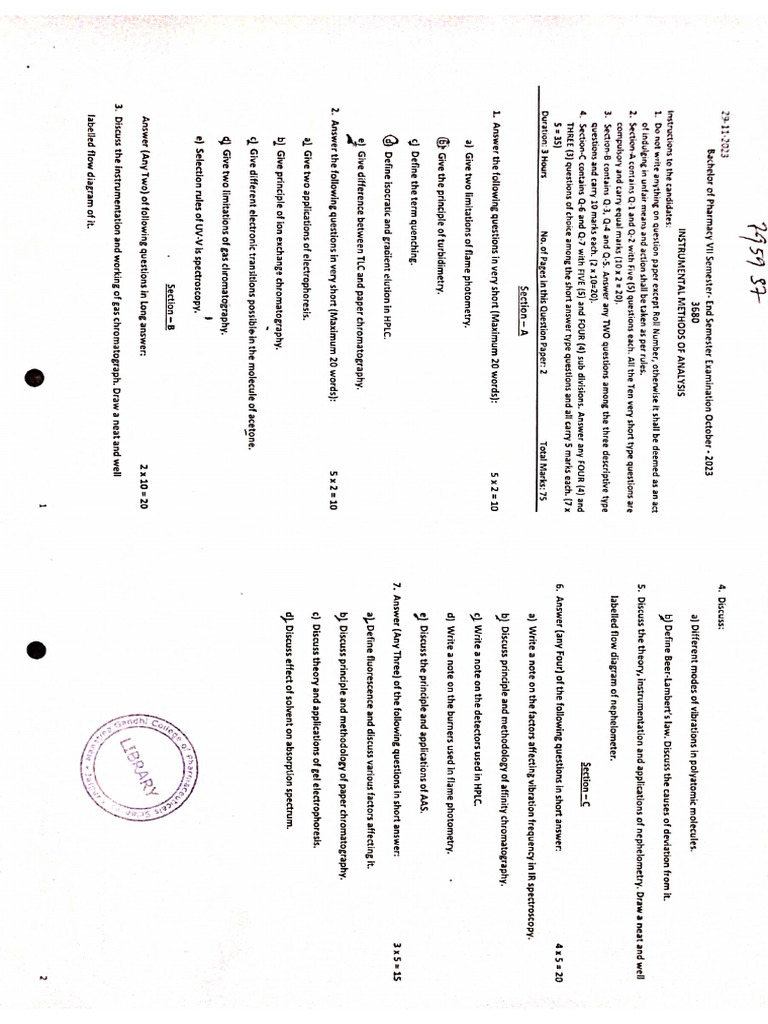 B Pharmacy 7th Sem Exam Question Papers | PDF | Pharmacy | Over The ...