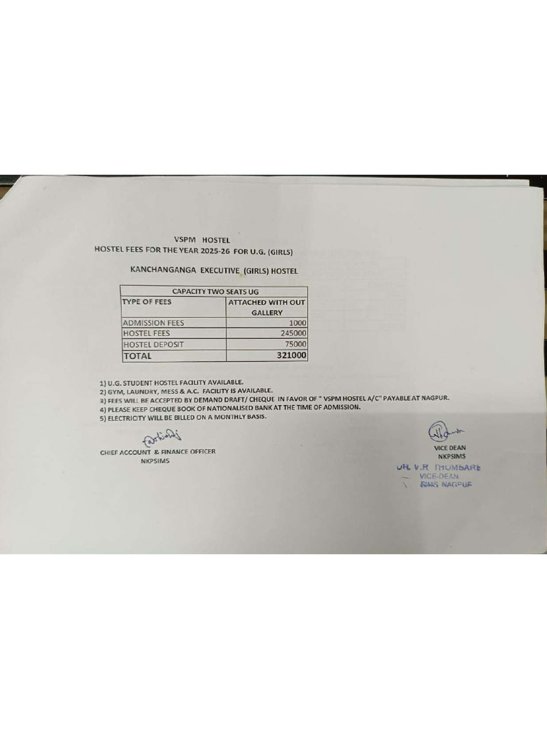 Nkp Salve MBBS Hostel Mess Fees 2025-26 | PDF