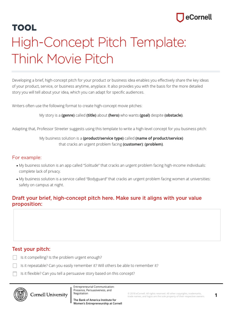 PTRBOA006 High Concept Pitch Template | PDF