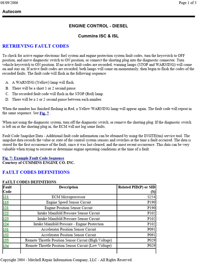 Cummins ISX Fault Code Guide | PDF | Throttle | Fuel Injection