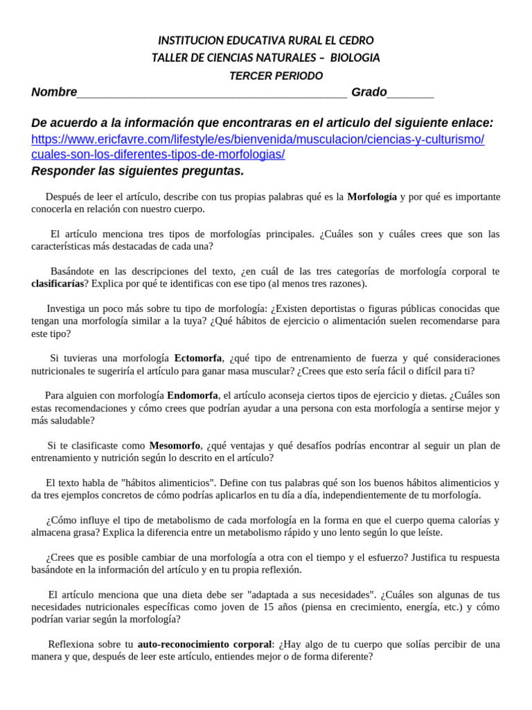 Morfología Corporal y Salud Integral | PDF | Dieta | Nutrición