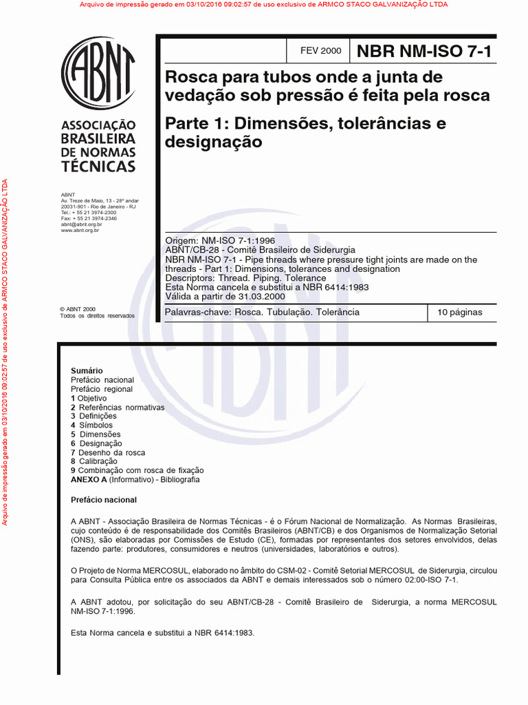 NBRNM Iso7 1 | PDF | Calibração | Diâmetro
