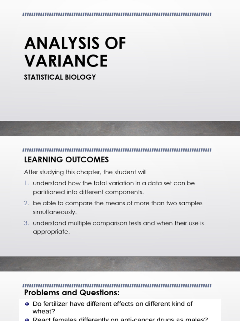 Analysis of Variance | PDF