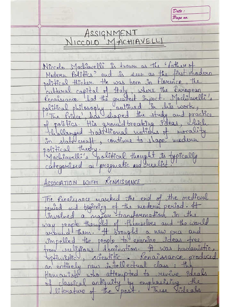 Ge Assignment - Niccolo Machiavelli | PDF