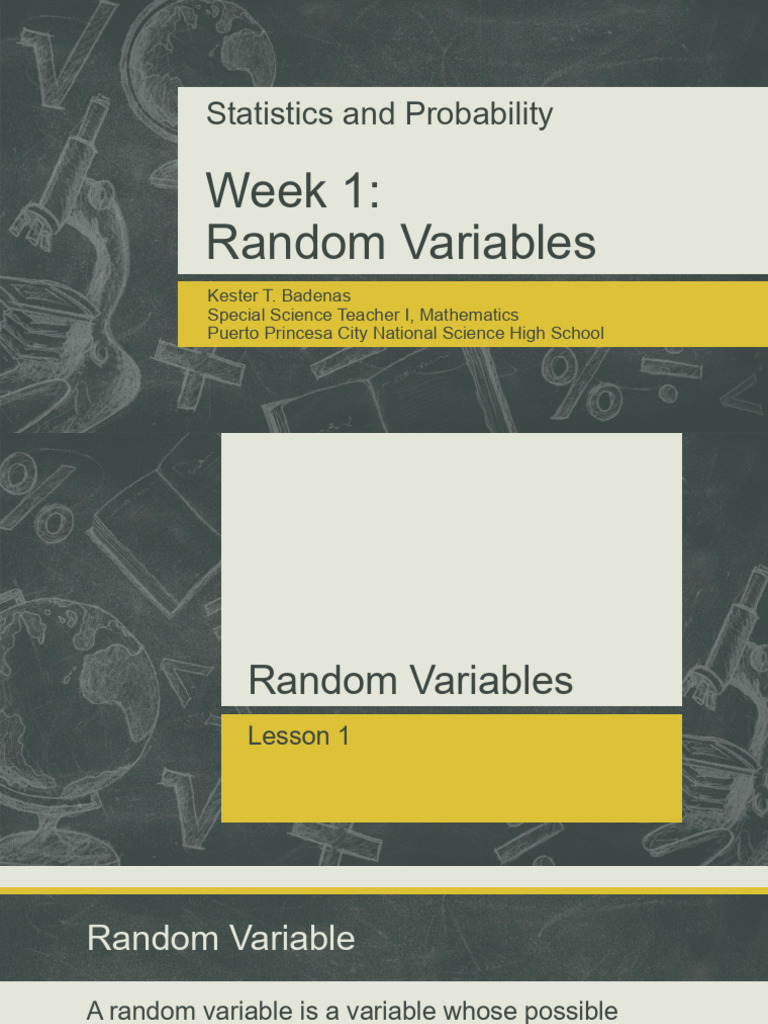 Statistics and Probability Week1 | PDF | Random Variable | Probability Distribution