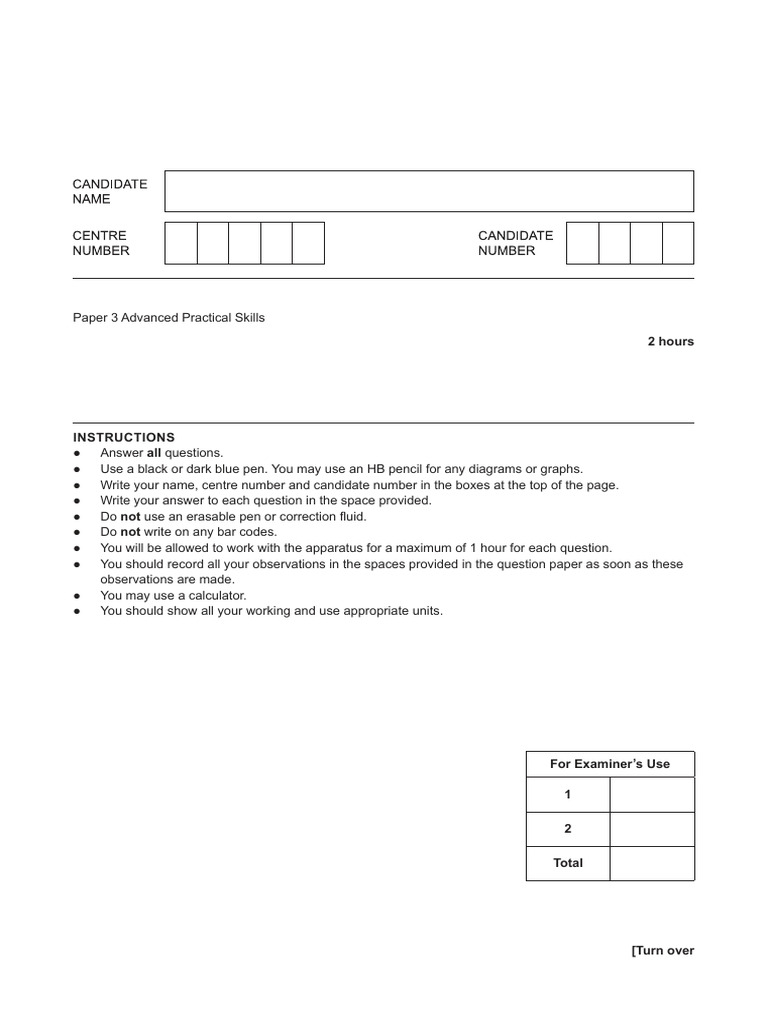 Advanced Practical Skills Exam Instructions | PDF