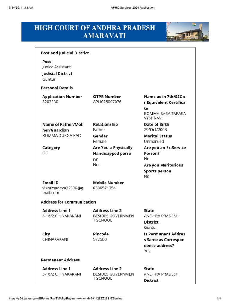 APHC Online Application Details 2024 | PDF