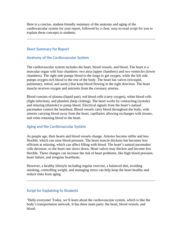 Cardiovascular System Report | PDF | Heart | Circulatory System