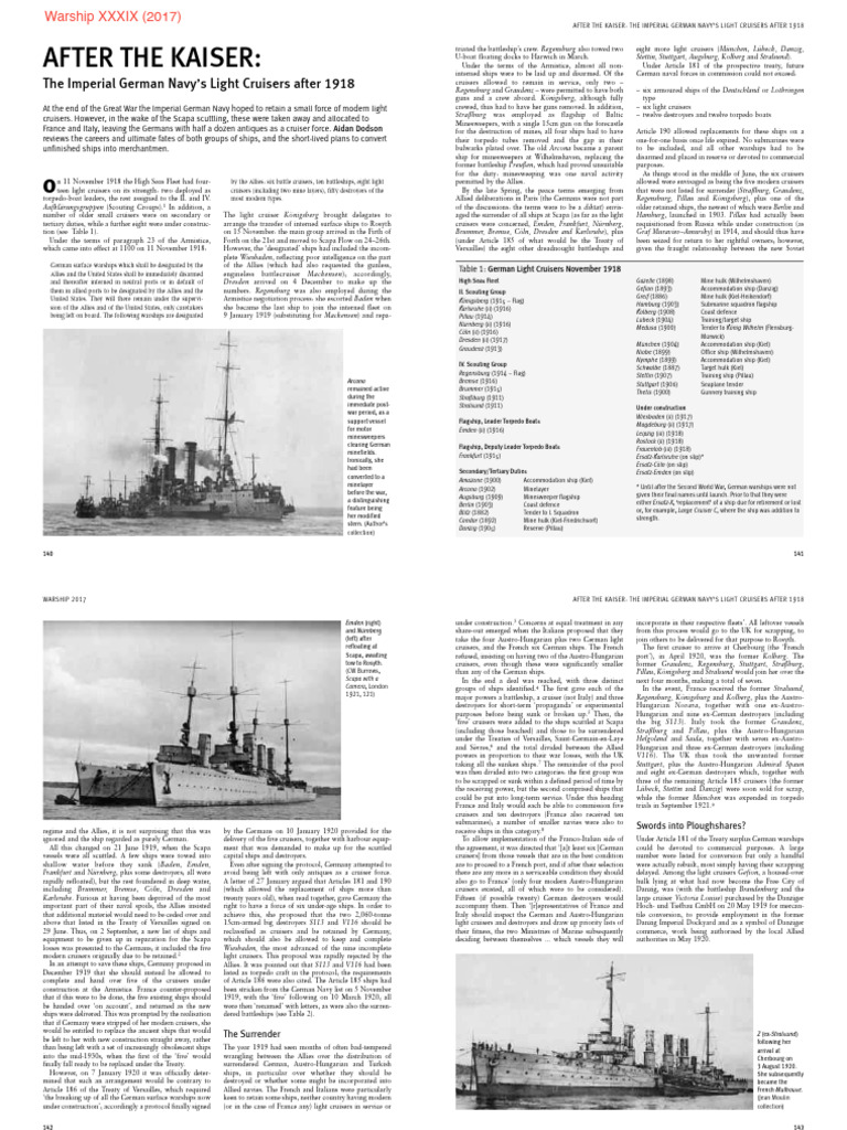 German Light Cruisers Post-1918 Overview | PDF | Cruiser | Warships