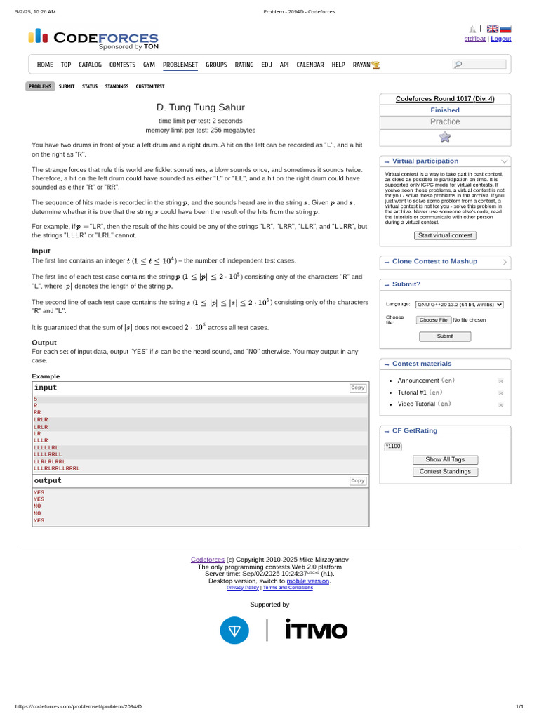 Problem - 2094D - Codeforces | PDF | String (Computer Science ...