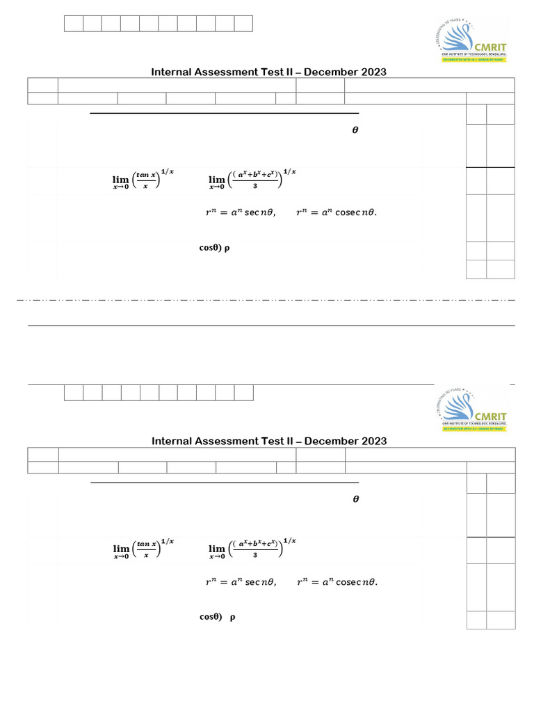 IAT-II Question Paper With Solution of BMATS101 Engineering Mathematics-I Dec-2023-Dr. Shweta ...