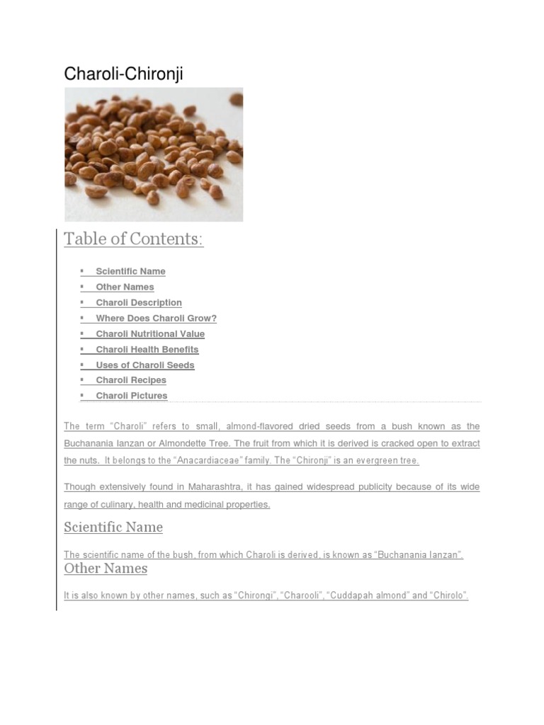 Charoli | Nutrition | Trees