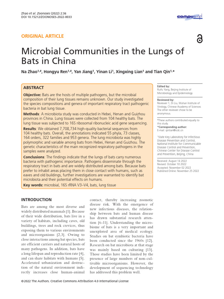 Bat Lung Microbiome Study in China | PDF | Microbiota | Polymerase ...